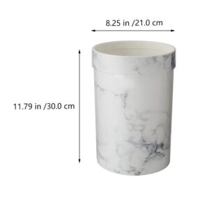 Small Marble Trash Can Wastebasket Plastic Recycling Bin Waste Paper Basket Garbage Can Container Bin for Office Bathroom Bedroom Cabinet 30x21cm