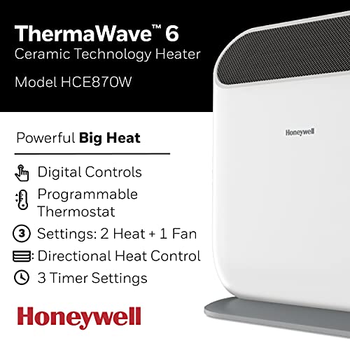 Honeywell ThermaWave 6 Ceramic Technology Space Heater, White – Ceramic Heater with Programmable Thermostat