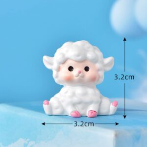 Super Cute Sheep Figure Animal Toys Set Cake Topper, 5Pcs Miniature Sheep Figurine Toy Set for Kids Baby Shower Birthday Party Cake Decoration