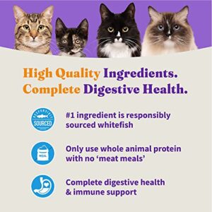 Halo Holistic Cat Food Dry, Wild-caught Whitefish Recipe for Sensitive Stomach Support, Complete Digestive Health, Dry Cat Food Bag, Sensitive Stomach Formula, 10-lb Bag