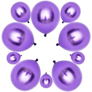 75 Pcs Metallic Purple Latex Balloons, 18/12/5 Inch Chrome Balloons Various Sizes for Girls Women Purple Birthday Baby Bridal Shower Decorations