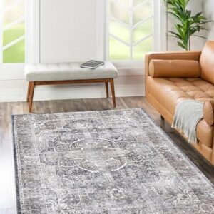 The Rug Collective Machine Washable Area Rugs 9x12 Living Room- Distressed, Vintage, Premium Recycled Cotton | Fade & Stain Resistant, Pet & Kid Friendly, Eco Friendly, Non-Shed, Non-Slip | Kendra Ash