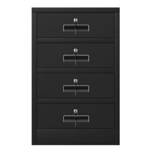 JINGUR Metal Storage Cabinet with Lockable Drawers for Home Office Bedroom Living Room Organization(Black)