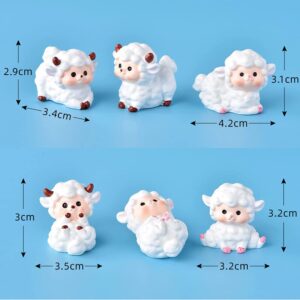 Super Cute Sheep Figure Animal Toys Set Cake Topper, 5Pcs Miniature Sheep Figurine Toy Set for Kids Baby Shower Birthday Party Cake Decoration