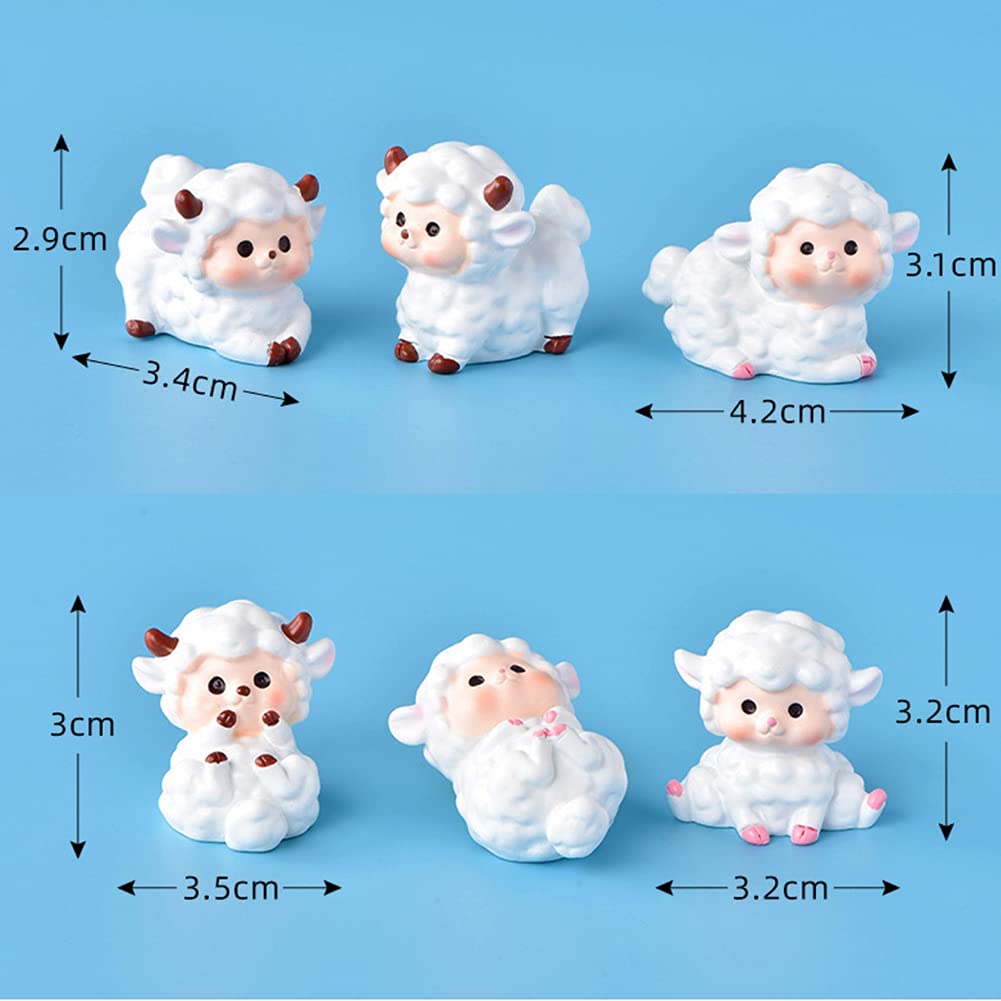 Super Cute Sheep Figure Animal Toys Set Cake Topper, 5Pcs Miniature Sheep Figurine Toy Set for Kids Baby Shower Birthday Party Cake Decoration