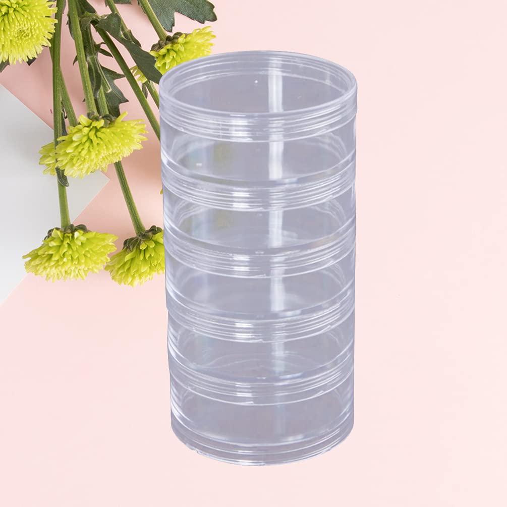 Diamond Storage Box Bead Storage Containers Clear Plastic Cylinder Bead Organizer 5 Layer Stackable Bead Storage Jars for Beading Storage Painting Embroidery Box