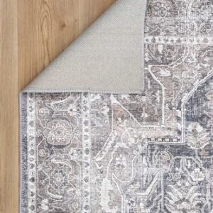 The Rug Collective Machine Washable Area Rugs 9x12 Living Room- Distressed, Vintage, Premium Recycled Cotton | Fade & Stain Resistant, Pet & Kid Friendly, Eco Friendly, Non-Shed, Non-Slip | Kendra Ash