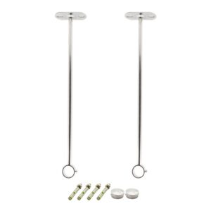 2 pack ceiling mount bracket, stainless steel wardrobe pipe bracket rod holder ceiling holder, ulifestar shower curtain closet wardrobe rod lever support holder pipe flange socket 25x400mm/1x16''