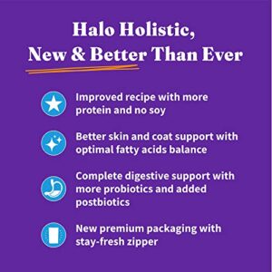 Halo Holistic Cat Food Dry, Wild-caught Whitefish Recipe for Sensitive Stomach Support, Complete Digestive Health, Dry Cat Food Bag, Sensitive Stomach Formula, 10-lb Bag