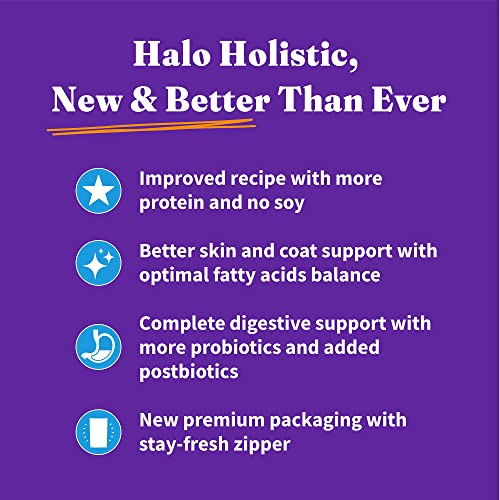 Halo Holistic Cat Food Dry, Wild-caught Whitefish Recipe for Sensitive Stomach Support, Complete Digestive Health, Dry Cat Food Bag, Sensitive Stomach Formula, 10-lb Bag