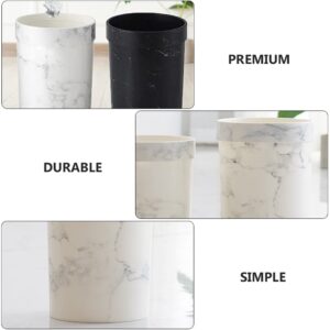 Small Marble Trash Can Wastebasket Plastic Recycling Bin Waste Paper Basket Garbage Can Container Bin for Office Bathroom Bedroom Cabinet 30x21cm