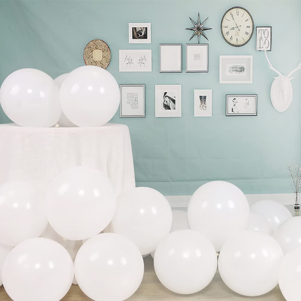 18 inch White Balloons, 15 pcs Big Pearl White Thicker Latex Balloons for Birthday Wedding Party Decorations (Pearl White)