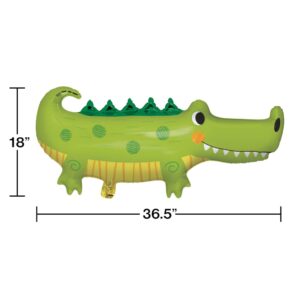 Kids Alligator Birthday Party Supplies Set | Zoo Safari Disposable Paper Plates Napkins Tablecloth and Crocodile Decorations for 24 (85 Pieces)