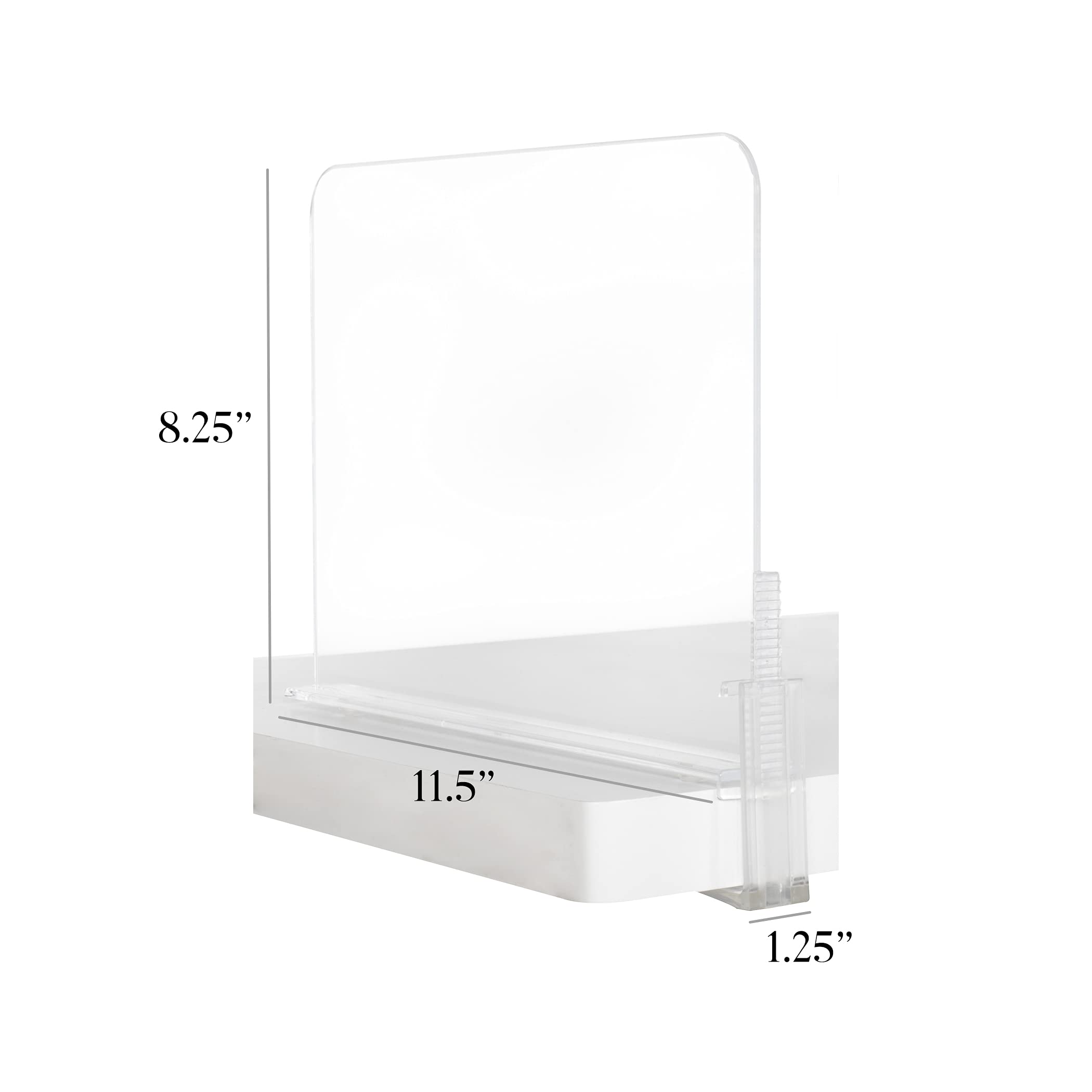 Richards Homewares Acrylic Shelf Dividers - Purse, Sweaters Organizer for Closet - Clear Separators Closet Shelf Organizer - 8 Pack Adjustable up to 2.5” Thick