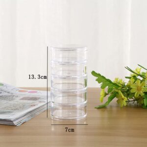 Diamond Storage Box Bead Storage Containers Clear Plastic Cylinder Bead Organizer 5 Layer Stackable Bead Storage Jars for Beading Storage Painting Embroidery Box