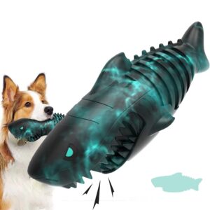 xiunpr-6 dog chew toy for aggressive chewer squeak dog toys for medium large dogs,dog toothbrush 100percent natural rubber durable toy with unique shark design