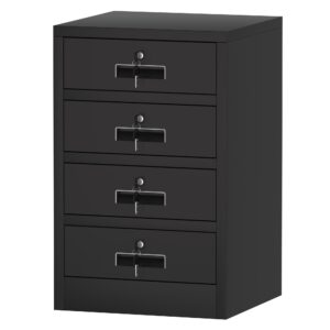 jingur metal storage cabinet with lockable drawers for home office bedroom living room organization(black)