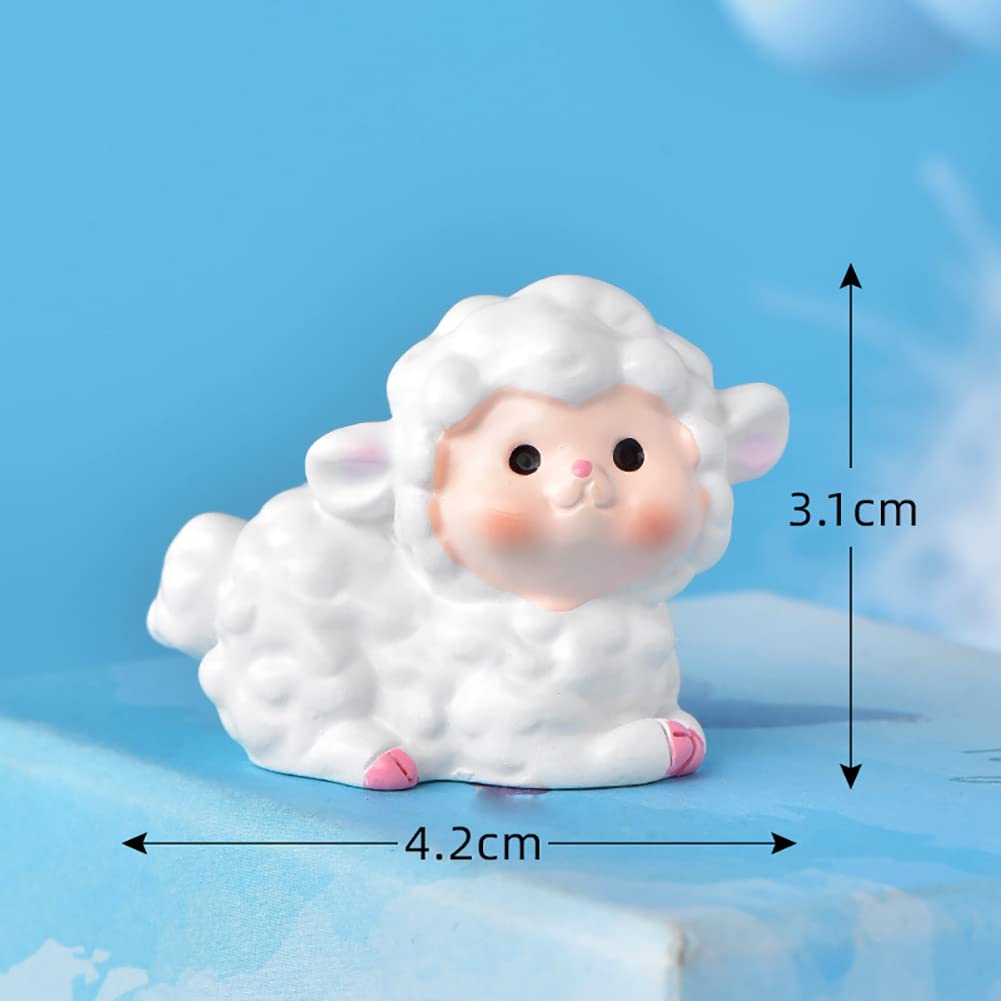 Super Cute Sheep Figure Animal Toys Set Cake Topper, 5Pcs Miniature Sheep Figurine Toy Set for Kids Baby Shower Birthday Party Cake Decoration