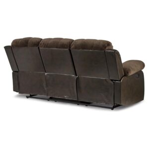 Pemberly Row Traditional Microfiber Double Reclining Sofa in Chocolate