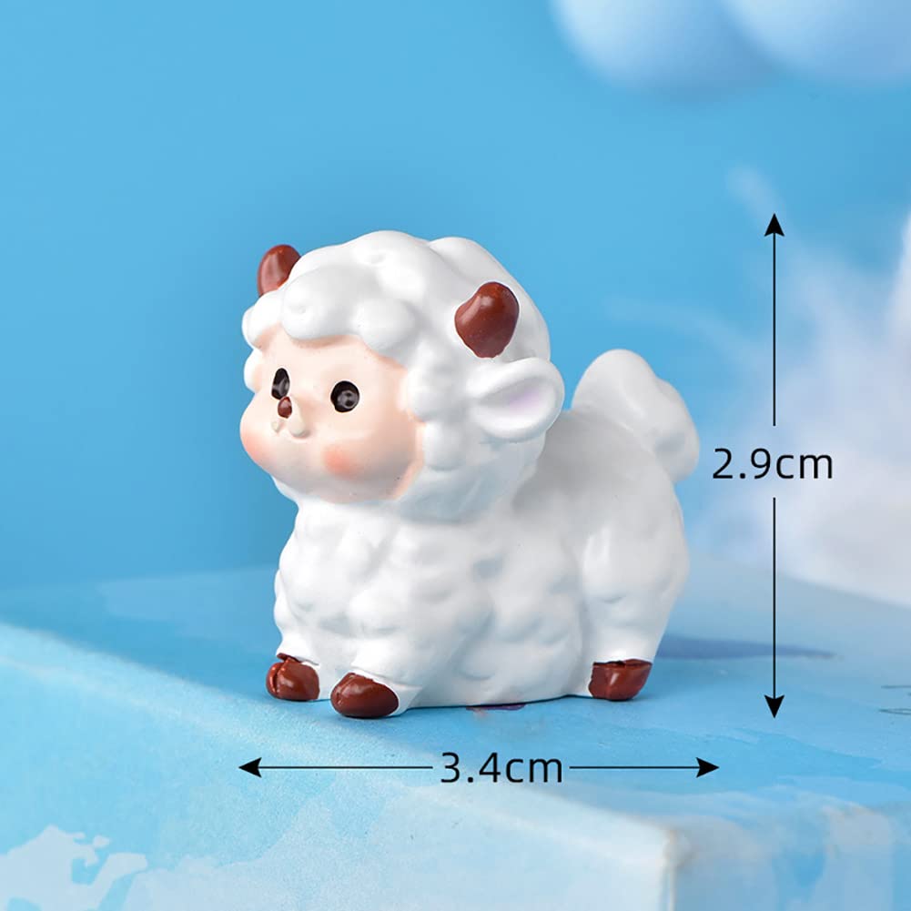 Super Cute Sheep Figure Animal Toys Set Cake Topper, 5Pcs Miniature Sheep Figurine Toy Set for Kids Baby Shower Birthday Party Cake Decoration