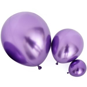 75 pcs metallic purple latex balloons, 18/12/5 inch chrome balloons various sizes for girls women purple birthday baby bridal shower decorations