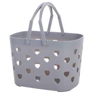 kamonda portable shower caddy tote heart shaped hollow plastic storage basket w/handle shower caddy tote gray