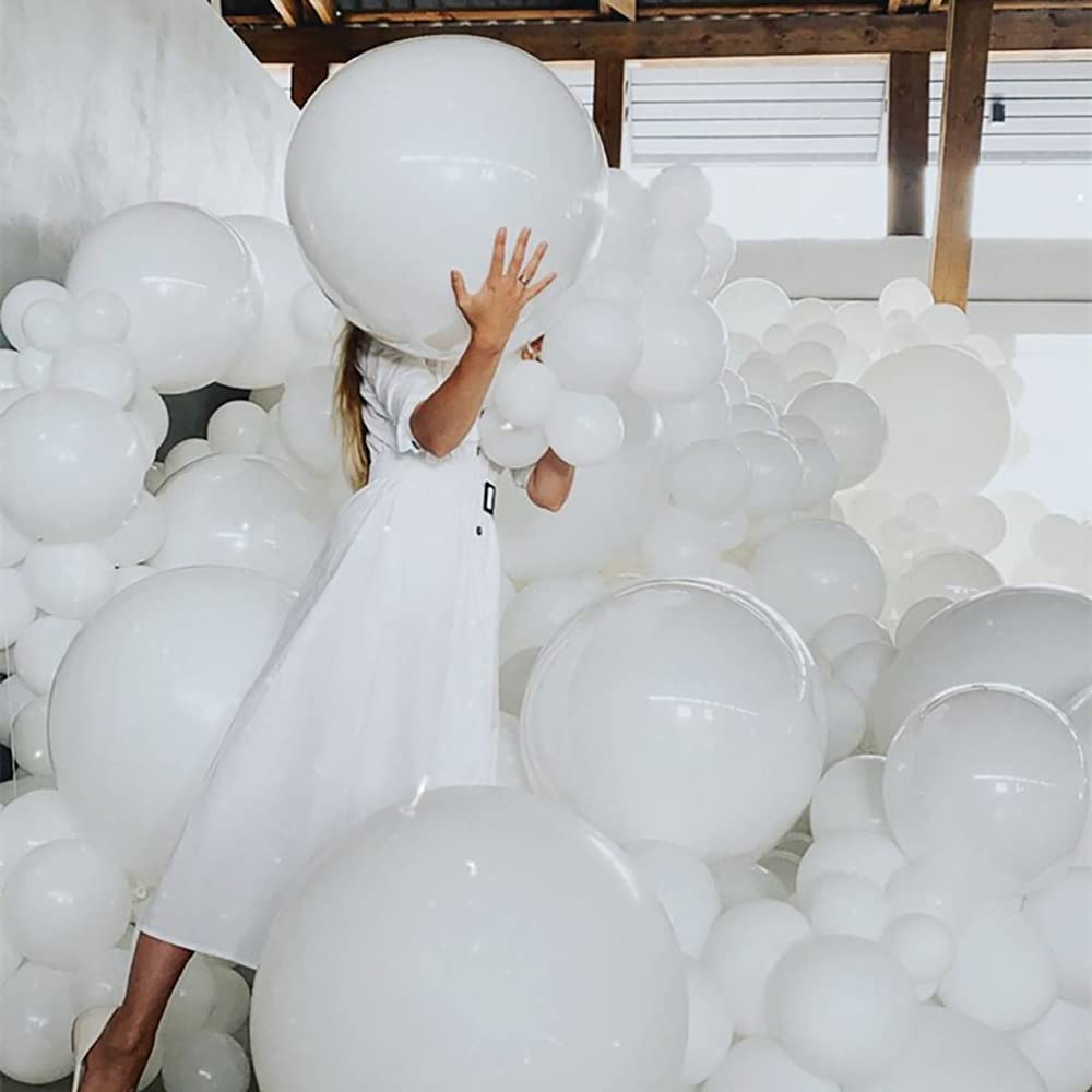 18 inch White Balloons, 15 pcs Big Pearl White Thicker Latex Balloons for Birthday Wedding Party Decorations (Pearl White)