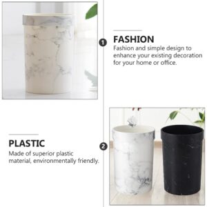 Small Marble Trash Can Wastebasket Plastic Recycling Bin Waste Paper Basket Garbage Can Container Bin for Office Bathroom Bedroom Cabinet 30x21cm