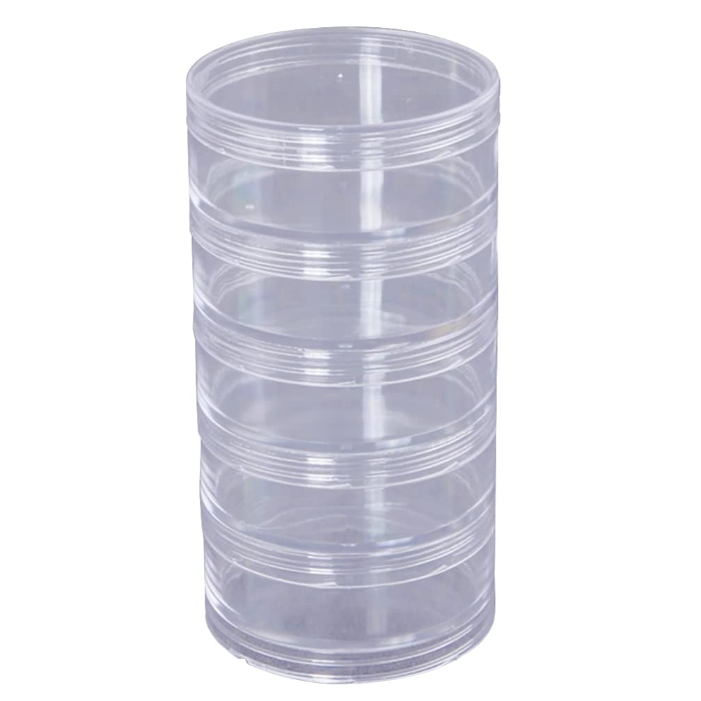 Diamond Storage Box Bead Storage Containers Clear Plastic Cylinder Bead Organizer 5 Layer Stackable Bead Storage Jars for Beading Storage Painting Embroidery Box