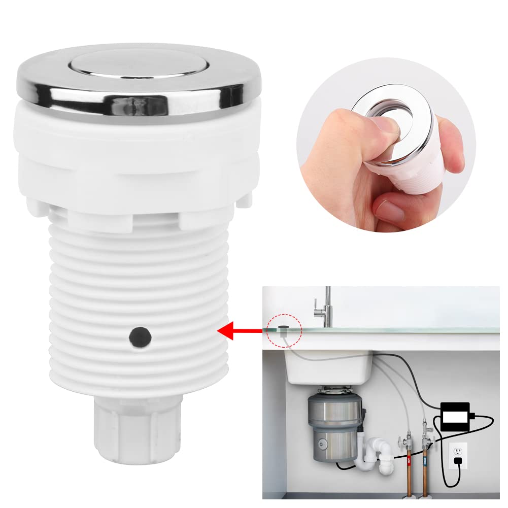 Air Pressure Bath Switch Tub Spa Massage Bath Garbage Waste Disposal Air Switch Push Button Garbage Disposal Sink Top Air Switch(White,Size:28mm)