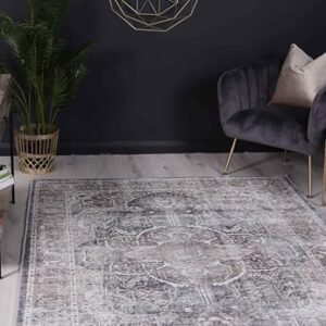 The Rug Collective Machine Washable Area Rugs 9x12 Living Room- Distressed, Vintage, Premium Recycled Cotton | Fade & Stain Resistant, Pet & Kid Friendly, Eco Friendly, Non-Shed, Non-Slip | Kendra Ash