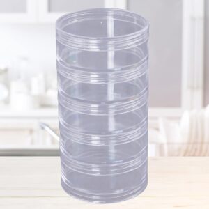 Diamond Storage Box Bead Storage Containers Clear Plastic Cylinder Bead Organizer 5 Layer Stackable Bead Storage Jars for Beading Storage Painting Embroidery Box