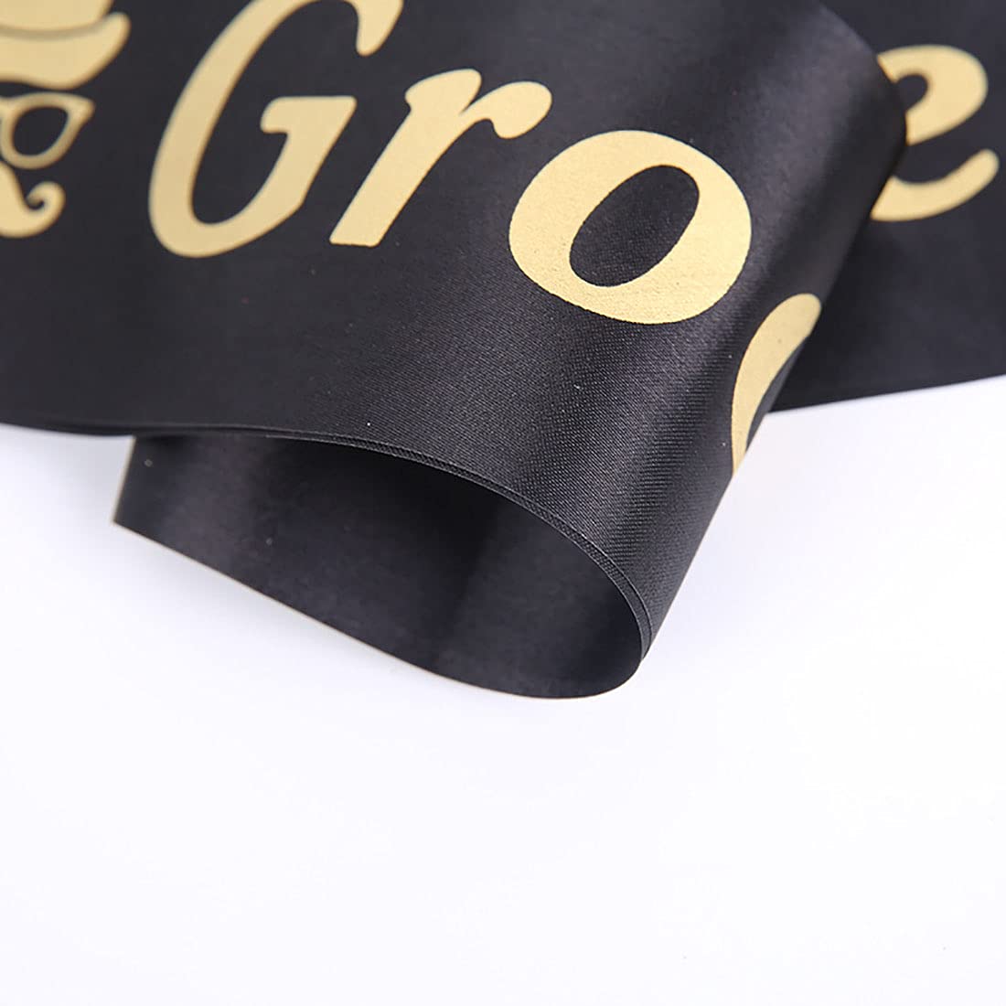 Bachelorette Party Sash Set- Bride and Groom Sash for Wedding Bridal Shower Party Decorations (White and Black)