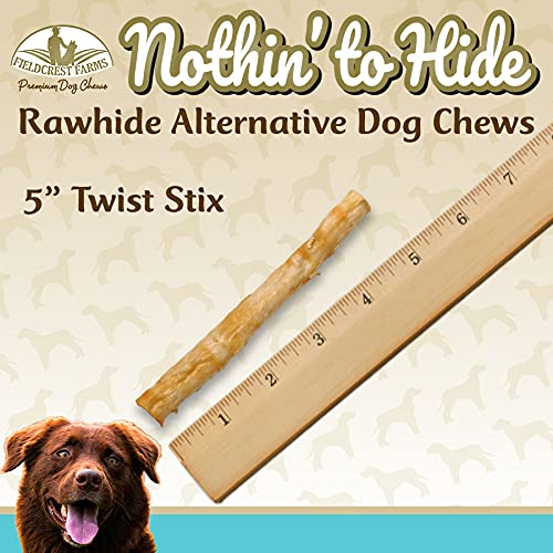 Fieldcrest Farms Nothing to Hide Natural Rawhide Alternative Twist Stix for Dogs - 3 Pack (30 Sticks) Premium Grade Easily Digestible Chews - Great for Dental Health (Beef, Stix)…