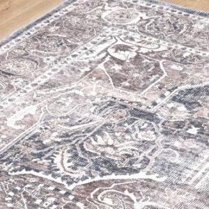 The Rug Collective Machine Washable Area Rugs 9x12 Living Room- Distressed, Vintage, Premium Recycled Cotton | Fade & Stain Resistant, Pet & Kid Friendly, Eco Friendly, Non-Shed, Non-Slip | Kendra Ash