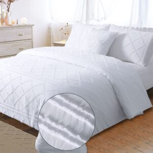 yinfung white duvet cover queen tufted boho textured diamond shabby chic moroccan clipped fringed bohemian jacquard bedding set 90x90