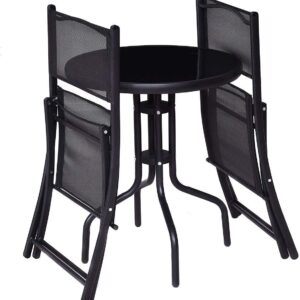 hysache, Weather-Resistant Indoor/Outdoor Patio Furniture Table and Chairs Conversation 3 PCS Bistro Set, Black