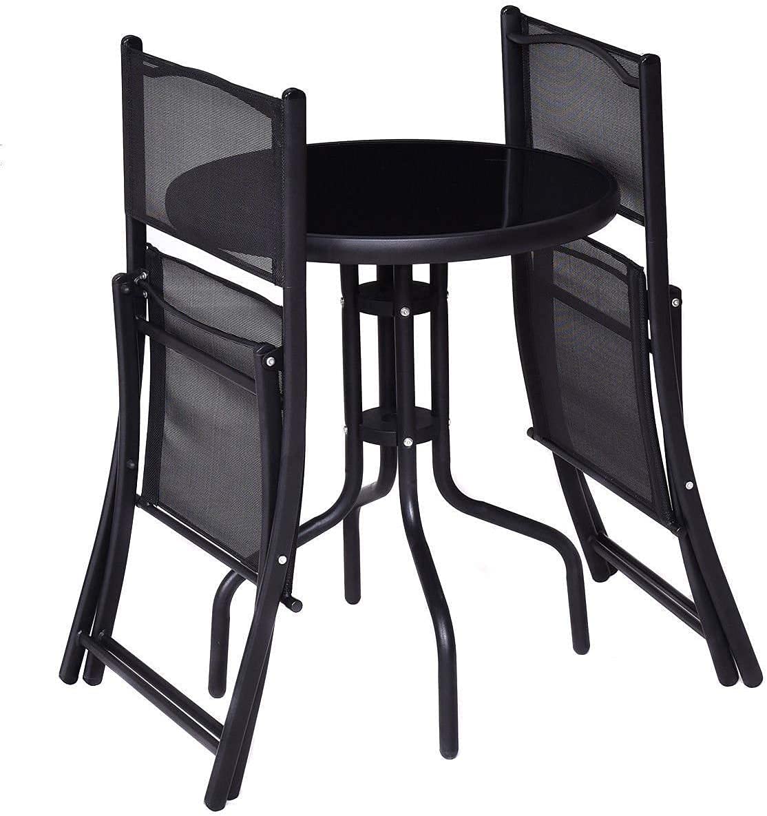 hysache, Weather-Resistant Indoor/Outdoor Patio Furniture Table and Chairs Conversation 3 PCS Bistro Set, Black