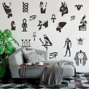 removable home decoration egypt ancient culture wall decal pyramids god anubis eyes wall decor stickers art vinyl egyptian history stickers for bedroom jwh101 (black)