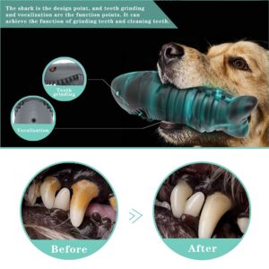 XIUNPR-6 Dog Chew Toy for Aggressive Chewer Squeak Dog Toys for Medium Large Dogs,Dog Toothbrush 100percent Natural Rubber Durable Toy with Unique Shark Design