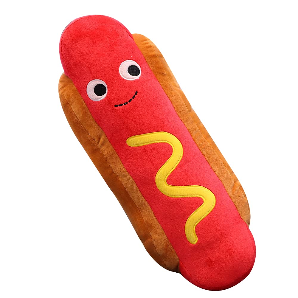 Seyomi Food Hot Dog Plush Stuffed Pillow, Cartoon Soft Toy Pillow for Kids 17.6 inches