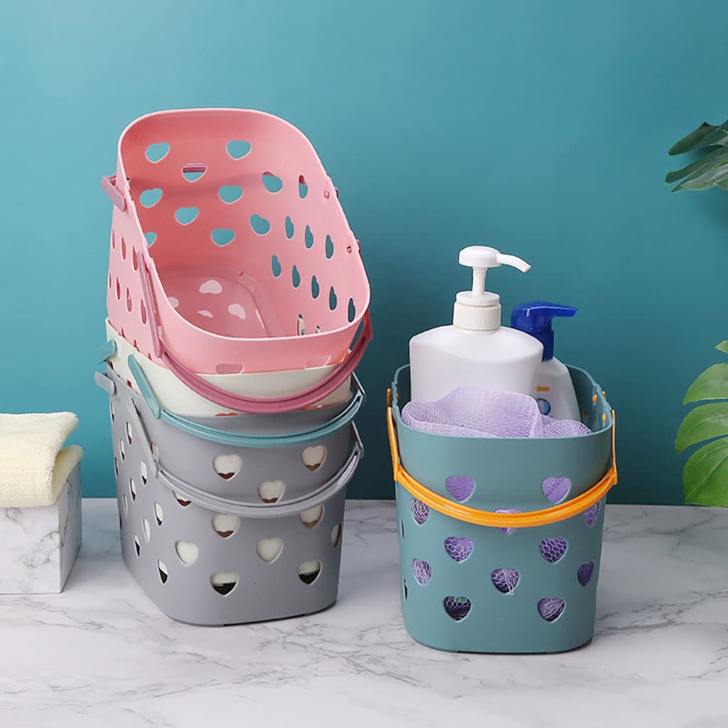 Kamonda Portable Shower Caddy Tote Heart Shaped Hollow Plastic Storage Basket w/Handle Shower Caddy Tote Gray