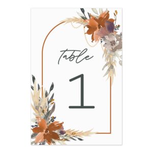 indie autumn floral table numbers/set of 28 wedding table number cards / 4" x 6" indie botanical design/made in the usa