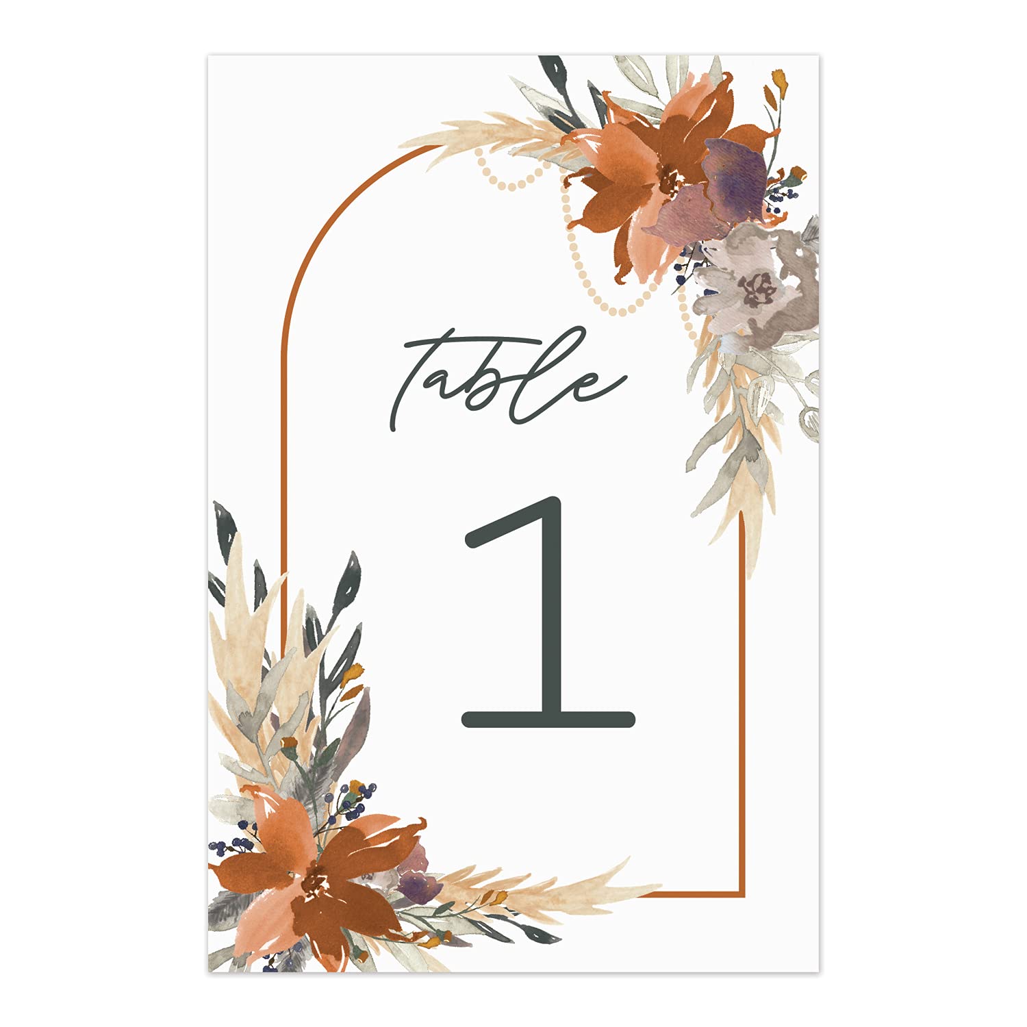 Indie Autumn Floral Table Numbers/Set Of 28 Wedding Table Number Cards / 4" x 6" Indie Botanical Design/Made In The USA