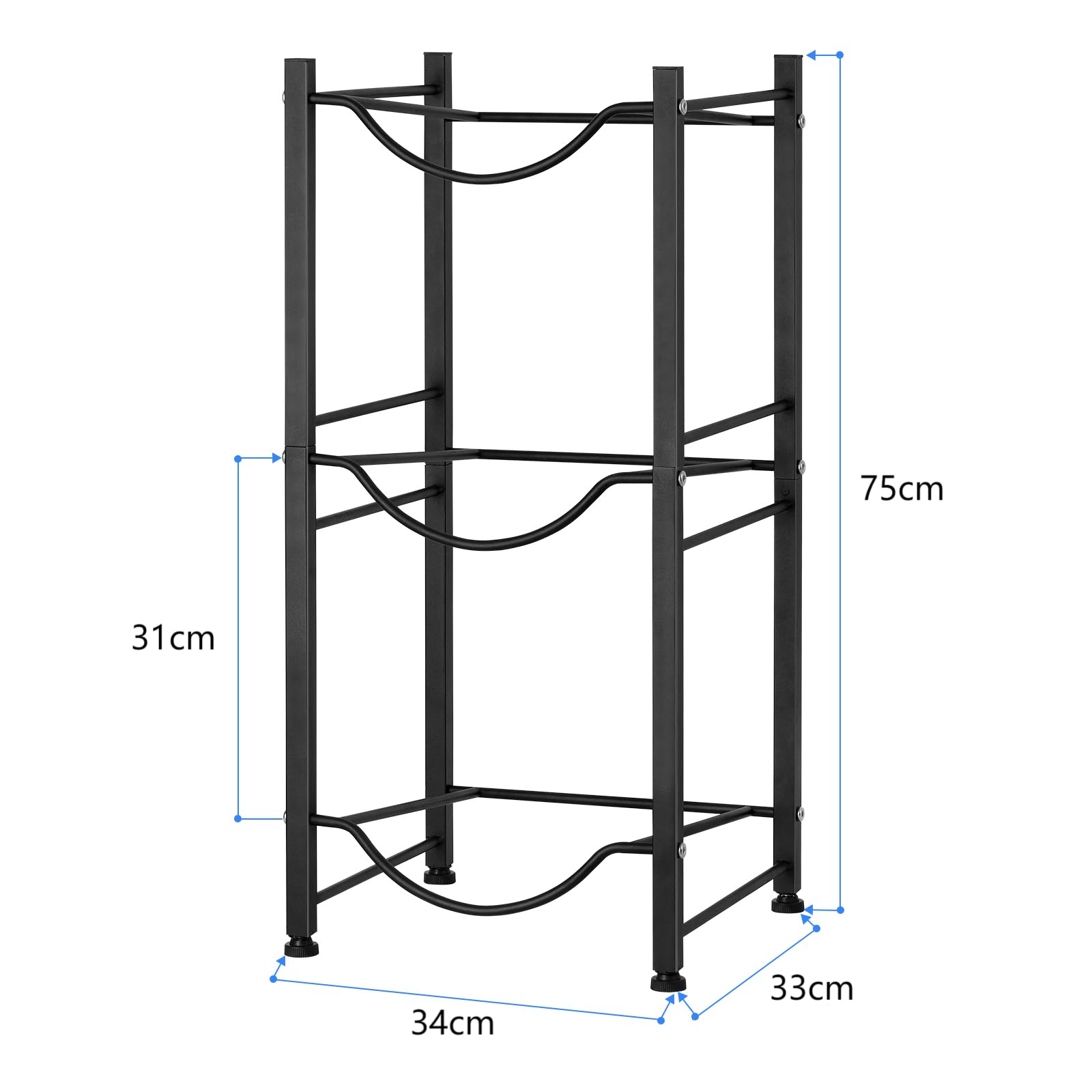 MOOACE 3-Tier Water Jug Rack, 5 Gallon Detachable Water Bottle Holder for Kitchen, Office, Home, Black