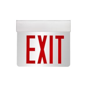 sunlite 05278 led edge lit exit sign, silver panels with bright red lettering, 90-min battery back-up, dual voltage 120-277v, universal mounting, long lasting, fire safety, nyc compliant