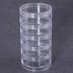 Diamond Storage Box Bead Storage Containers Clear Plastic Cylinder Bead Organizer 5 Layer Stackable Bead Storage Jars for Beading Storage Painting Embroidery Box