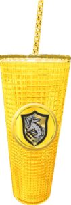 spoontiques - harry potter diamond tumbler - textured cup with straw - double wall insulated and bpa free - 20 oz - hufflepuff