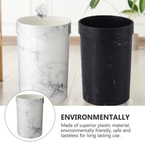 Small Marble Trash Can Wastebasket Plastic Recycling Bin Waste Paper Basket Garbage Can Container Bin for Office Bathroom Bedroom Cabinet 30x21cm