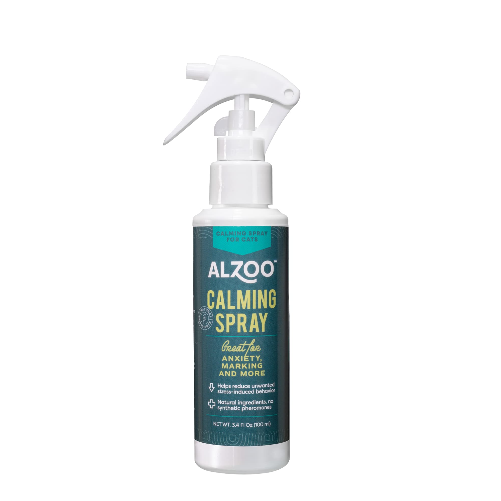 ALZOO Calming Spray for Cats, Helps to Relieve Anxiety and Stress from Thunder, Fireworks, Vet Visits, Travel, Boarding, etc., 100% Plant-Based Active Ingredients